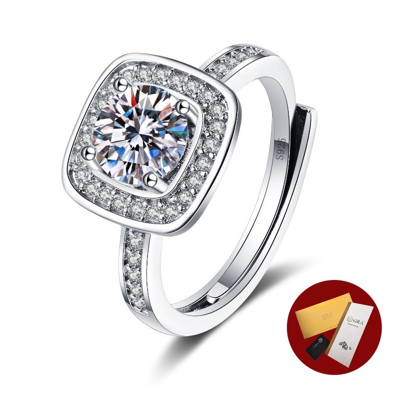 (With Gra Certificate)S925 Silver Moissanite Ring Classic White Diamond Ring | Shopee Malaysia