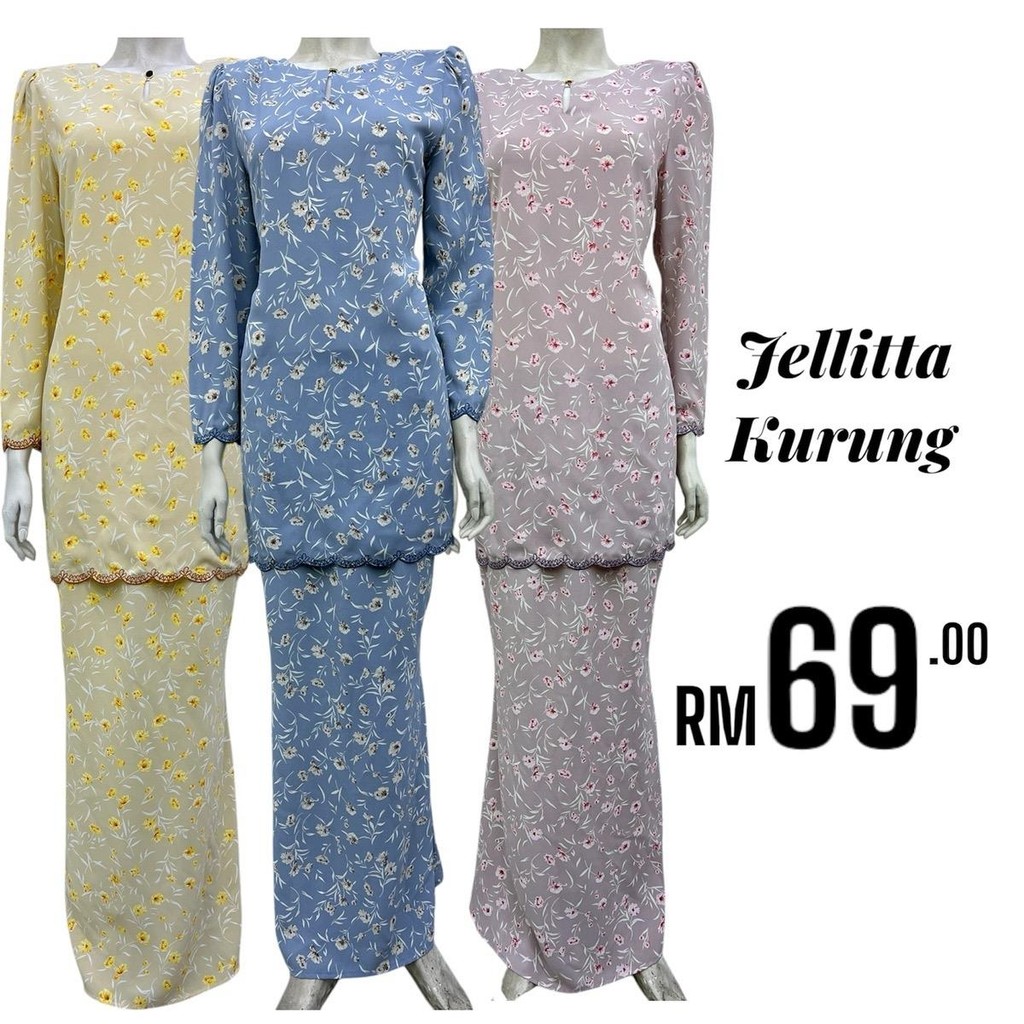 L00160 Jelitta Kurung Moden Sulam Dan Kain Duyung ( Size : 38-50) | Shopee Malaysia