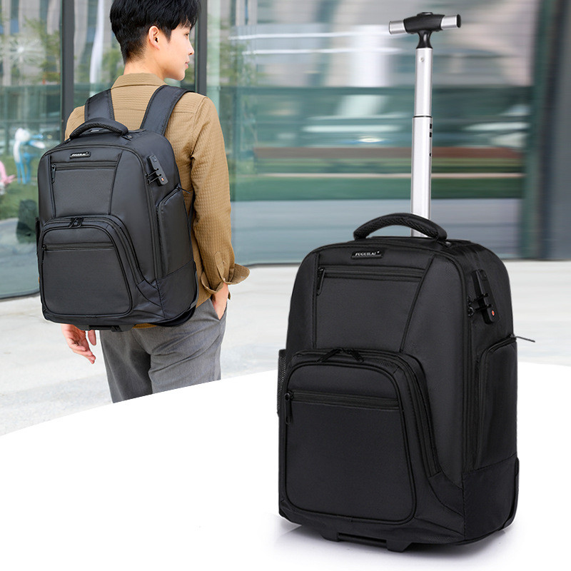 Men Travel Trolley Backpack Bag Trolley Bags with Wheels Wheeled Backpack Oxford Business Bag ...