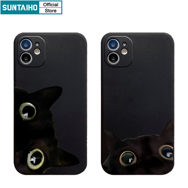 Suntaiho Funny Unique Casing Black Cat Pattern Phone Case for Iphone 16 ...