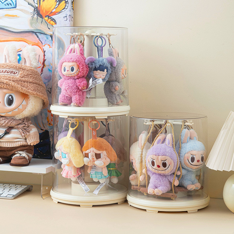 Labubu V1 V2 Doll Display Box Transparent Manual Rotating Labubu ...