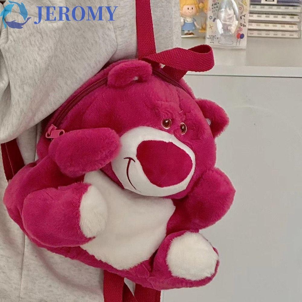 JEROMY Lotso Backpack, Stuffed Toy Plush Doll Strawberry Bear Bag ...