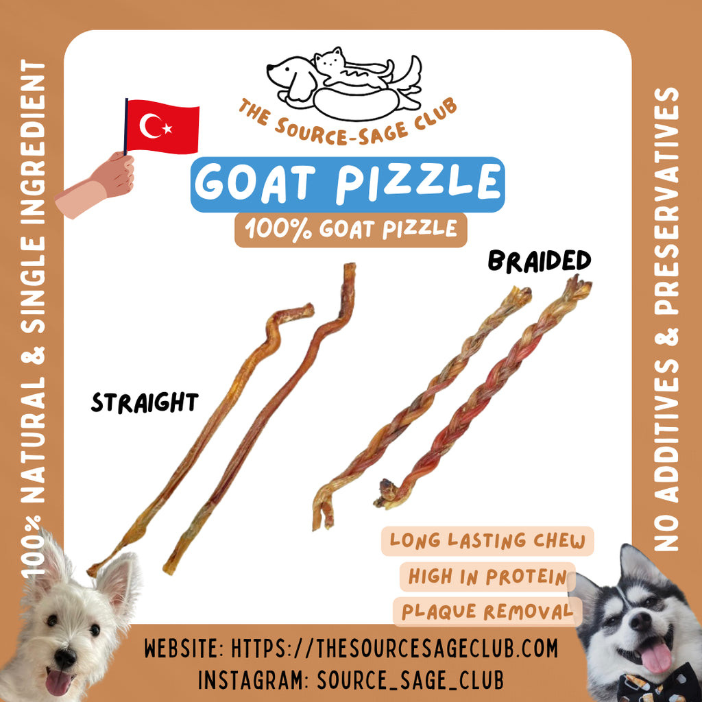 Air Dried Straight / Braided Goat Pizzle Bully Stick (single ingredient ...