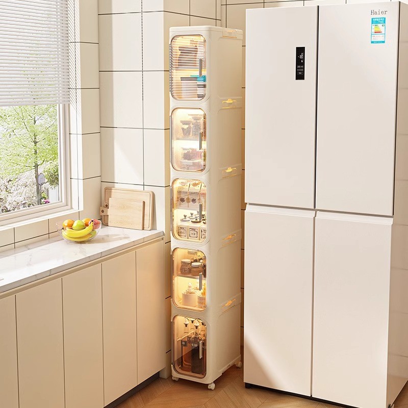 Ultra-Slim 21cm Gap Organizer Rolling Cart - Narrow Space Storage Shelf ...