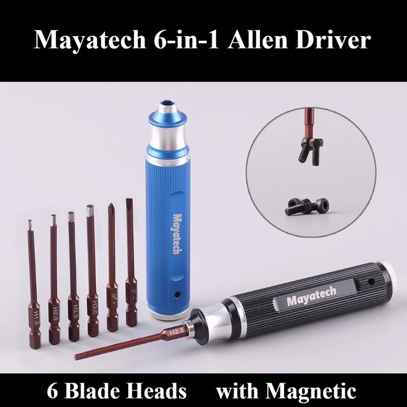 Mayatech 6-in-1 Allen Driver Screwdriver Tool 6 Blade Heads with Handle Magnetic for RC Drone ...