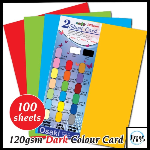 A4 120gsm 2 Sheet Card | Dark Colour | Colour Card | Color Card ...