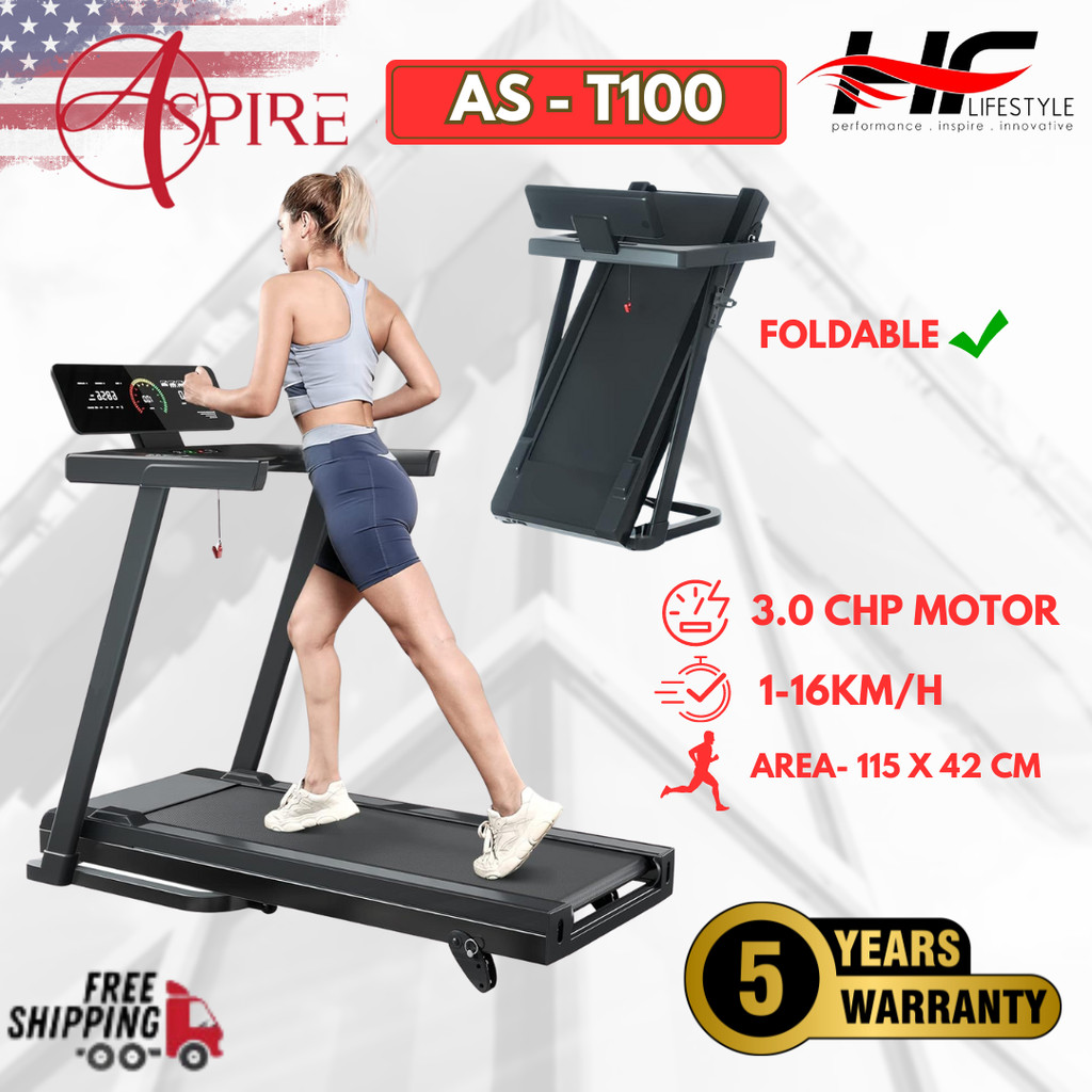 free phissing Aspire AS-T100 Treadmill w 5 Years Warranty (LED ...