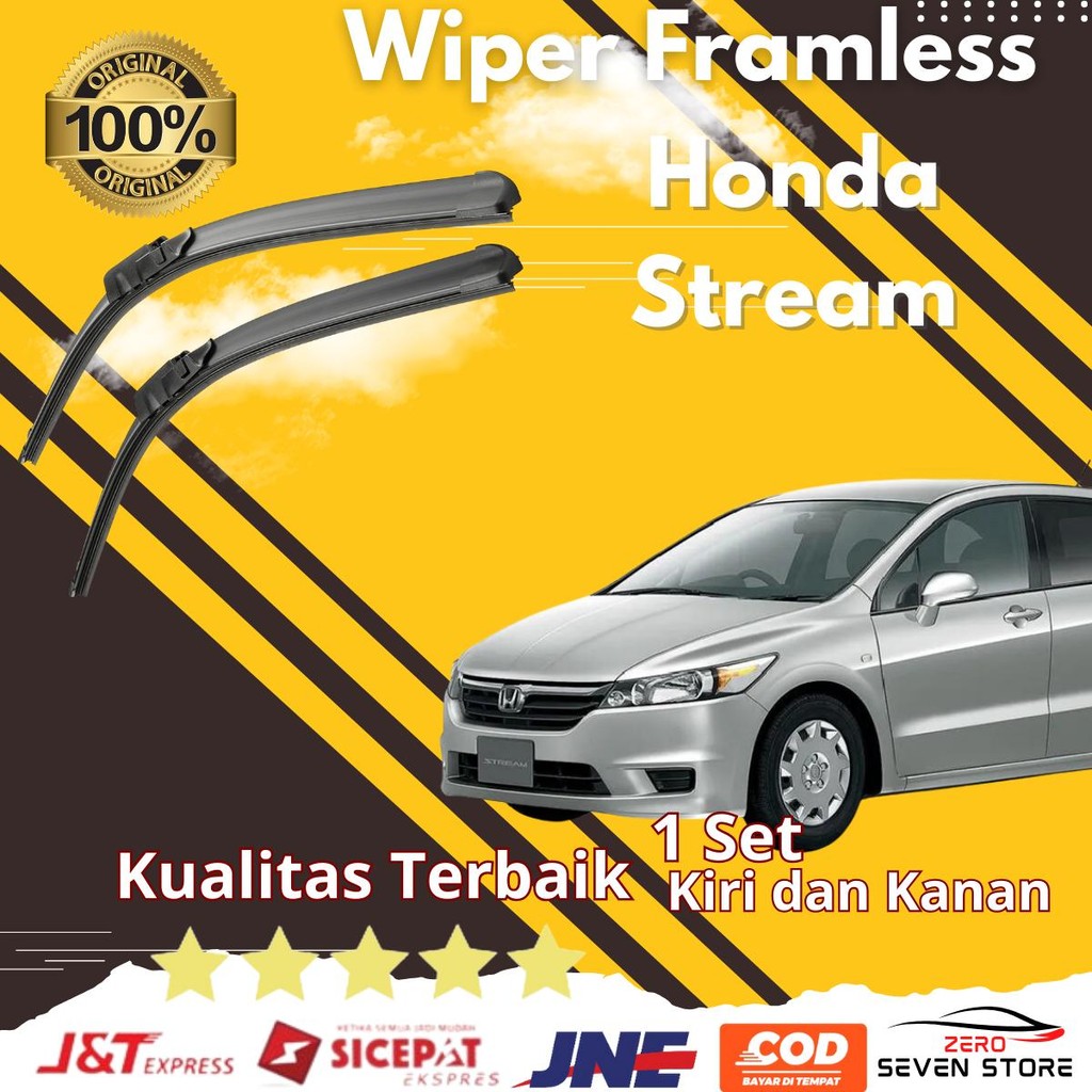Honda Stream Frameless Car Wipers Pair of 2 PCS Left and Right Without ...