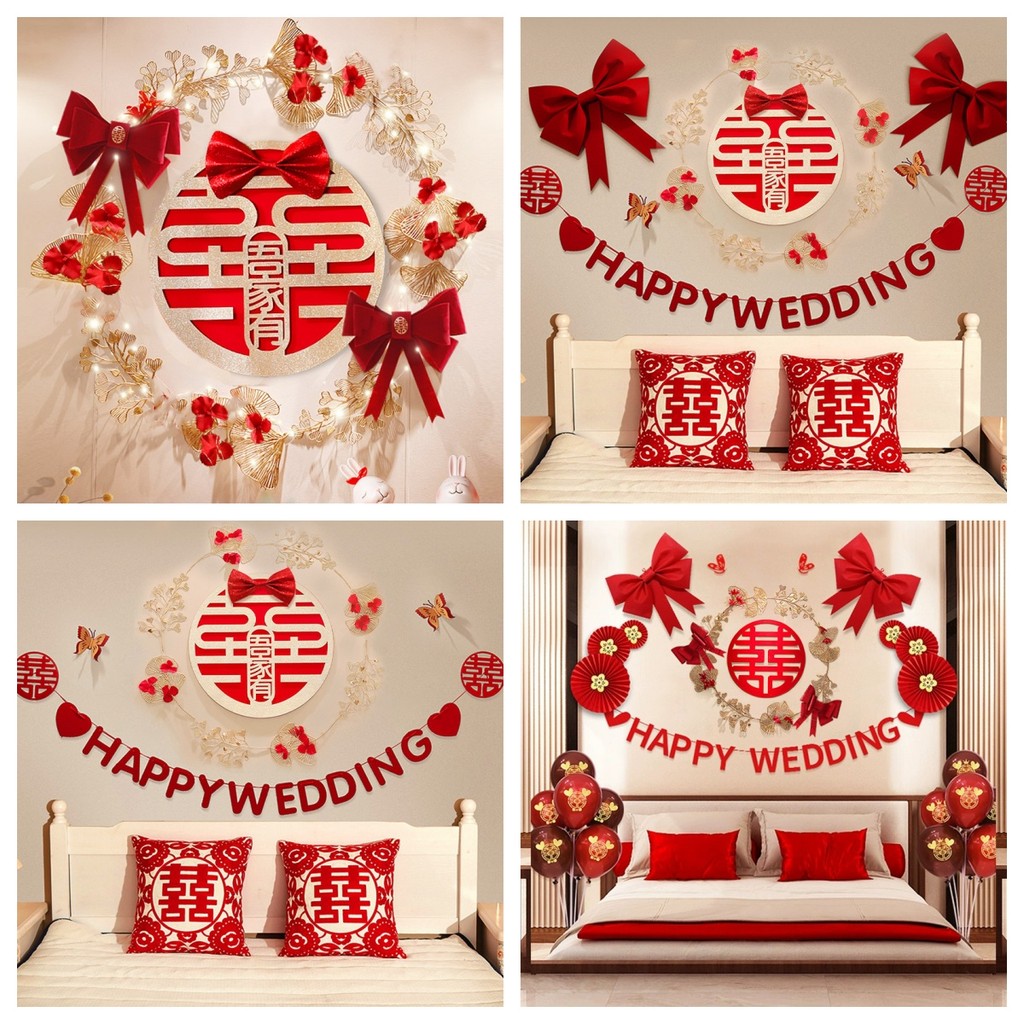 Chinese Style Decor Xi Character Wall Decor Word Paste Room Stickers ...
