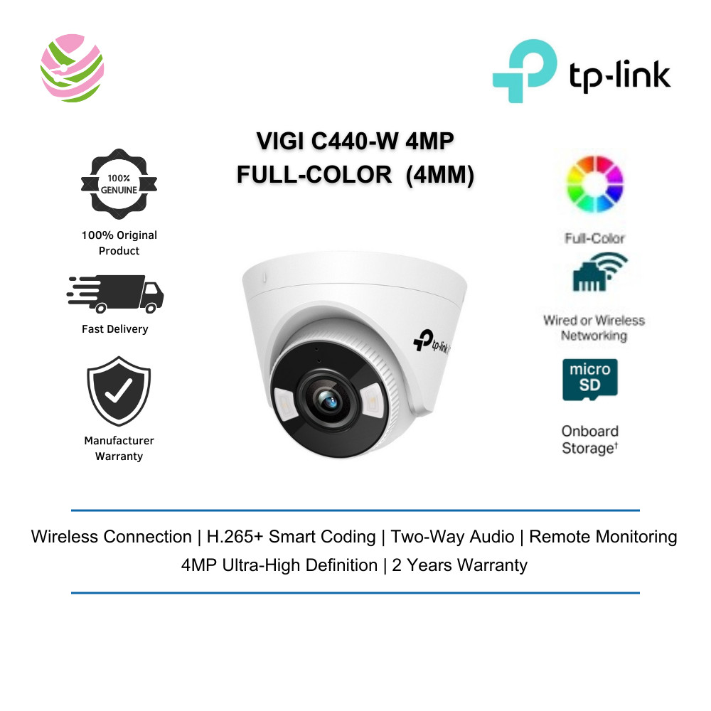 TP-Link CCTV Vigi C440-W 4MP Full-Color WI-FI Turret Network Camera ...