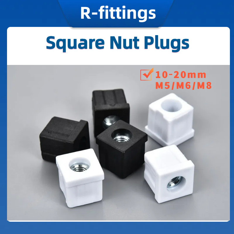 10-30mm Black Square Plastic nut tube plug End Caps Insert Bung Table ...
