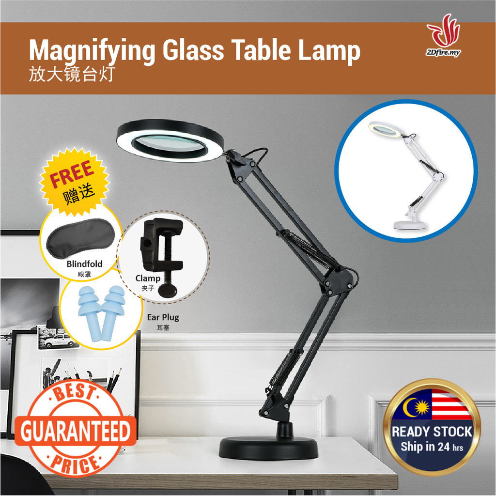 10X Magnifying Glass Table Lamp Magnifier LED Light 10 Levels ...