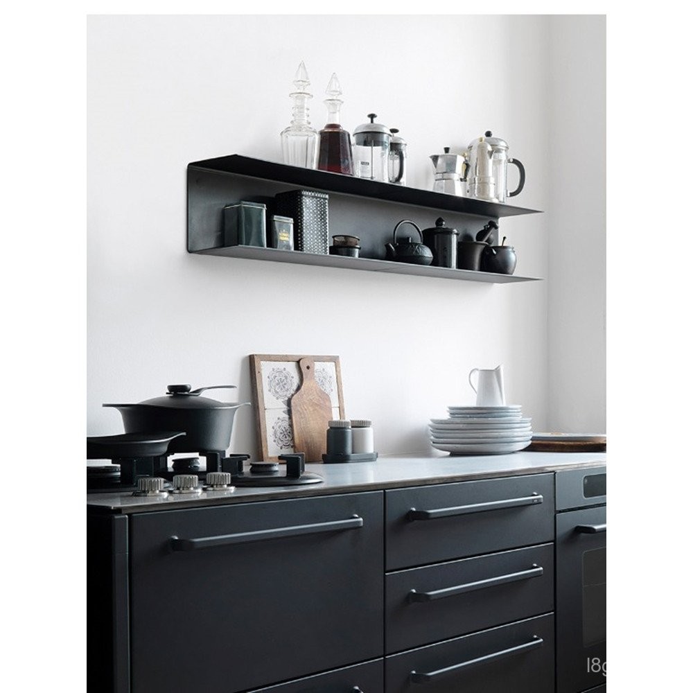 Rak atas dinding partisi dapur moden dan sederhana besi tempa rak buku ...