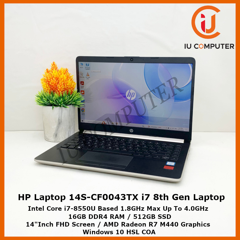 HP LAPTOP 14S-CF0043TX INTEL CORE I7-8550U 16GB RAM 512GB SSD RADEON R7 ...