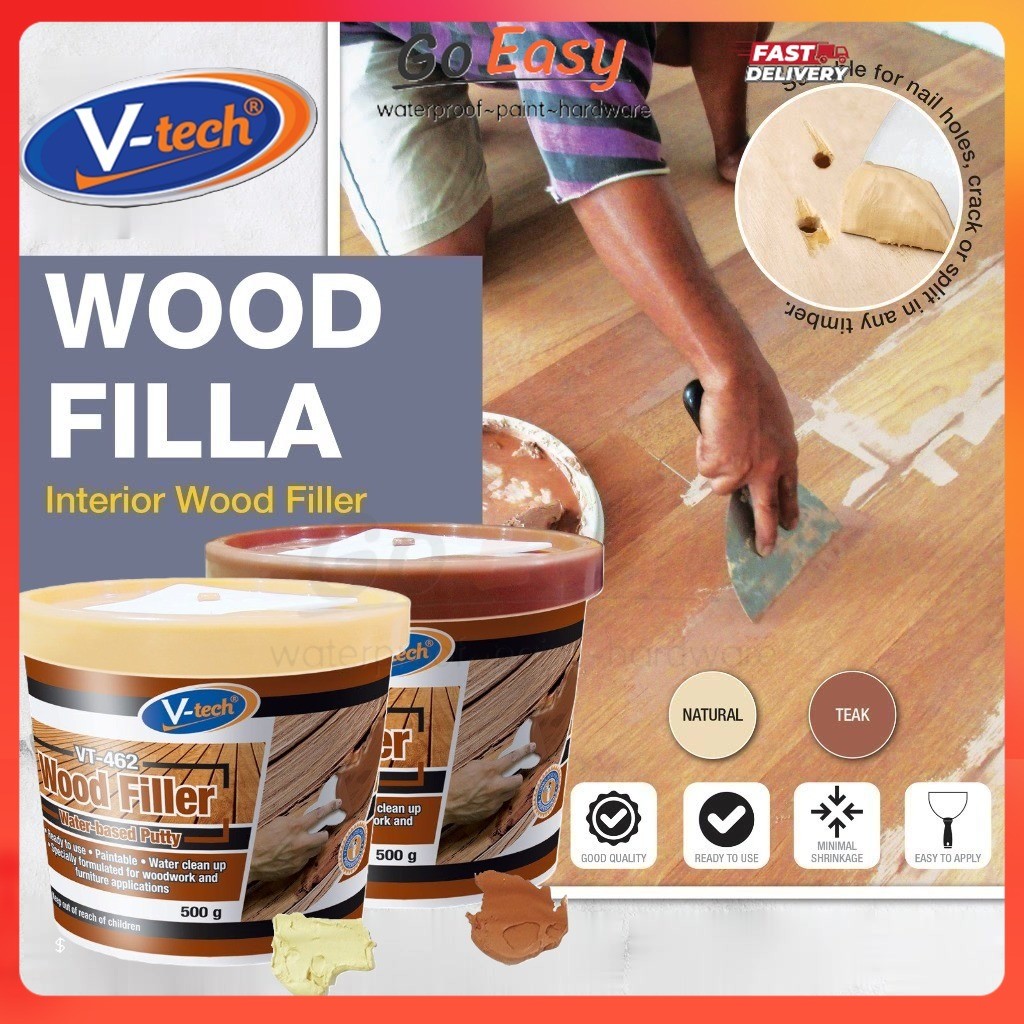 V-tech VT-462 Wood Filler l Water Based Putty Pengisi Kayu Filler Putih ...