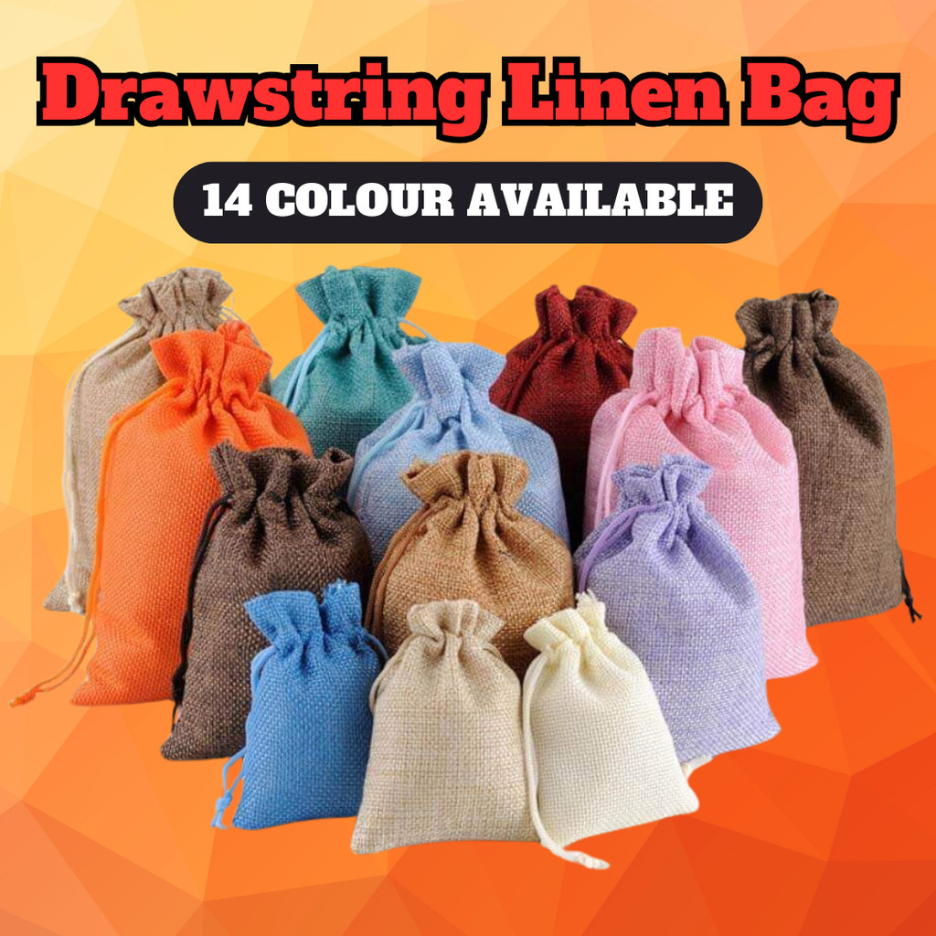 DaintyHome Cute Linen Burlap Drawstring Bag for Jewellery Birthday Gift ...
