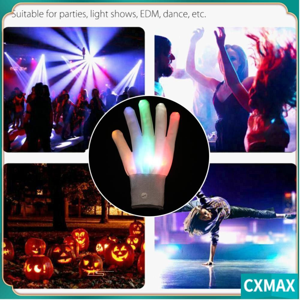 CVMAX LED Gloves, Funny Neon Glowing Mittens, Adult Kids Stage Costume ...