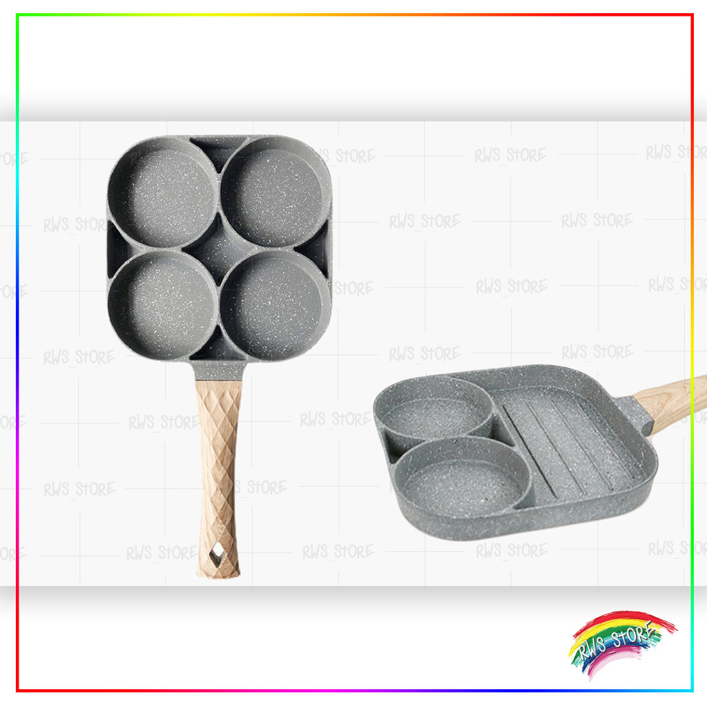 Double-Hole/Four-Hole Non-Stick Fried Egg Burger Pan 双孔/四孔鸡蛋汉堡煎锅 Pan ...