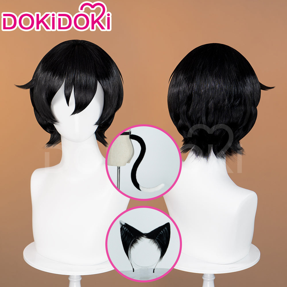 Dokidoki Ready Stock Labyrinth Fan Cat Izu Mi cosplay Wig Black Short ...