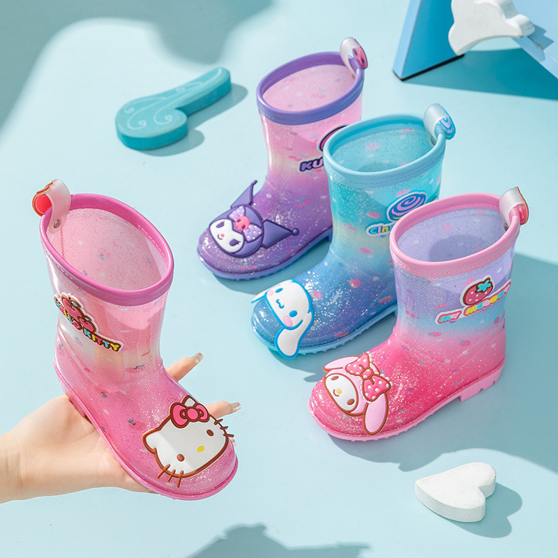 Sanrio Children Rain Boots Girls Kindergarten Cute Cartoon Mid-Low Cut ...