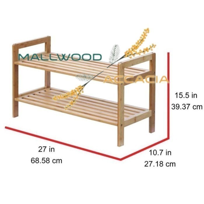 Mall WOOD Two tier teak shoe rack | Shopee Malaysia