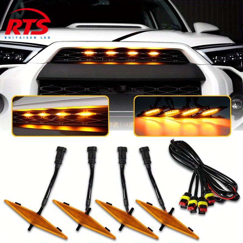 New Style 1drag 4 Amber LED Front Grille Lights Runner Hazard Warning ...