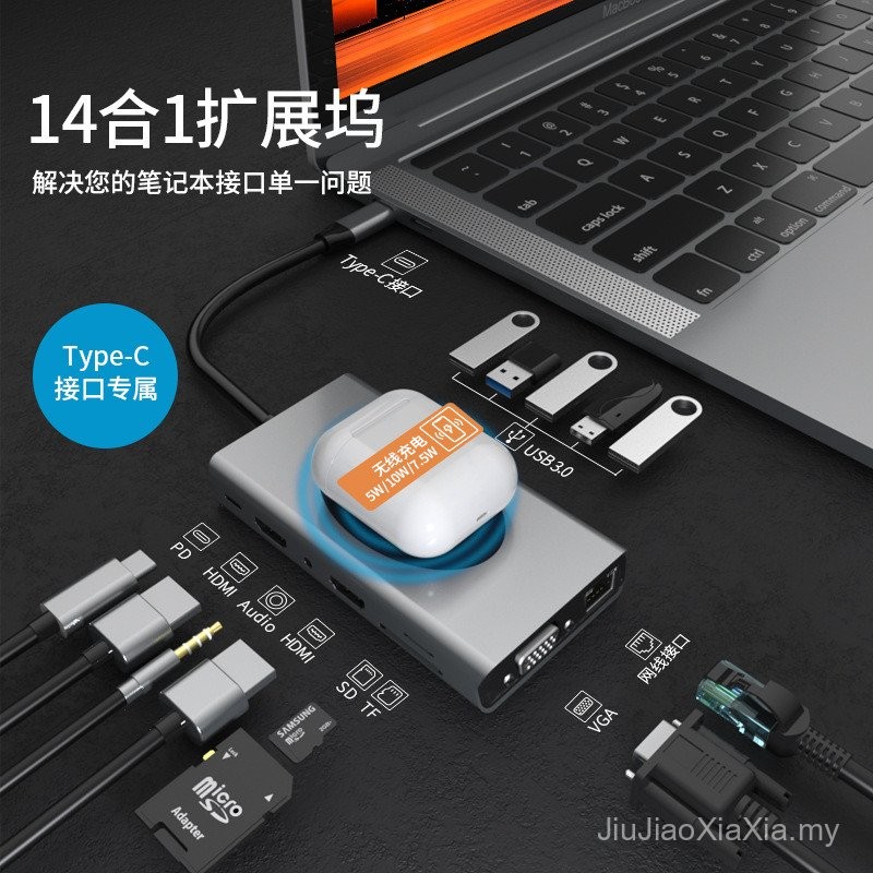 Type c hun Docking Station usb hub Multi-Function hub Dual HDMI Gigabit ...