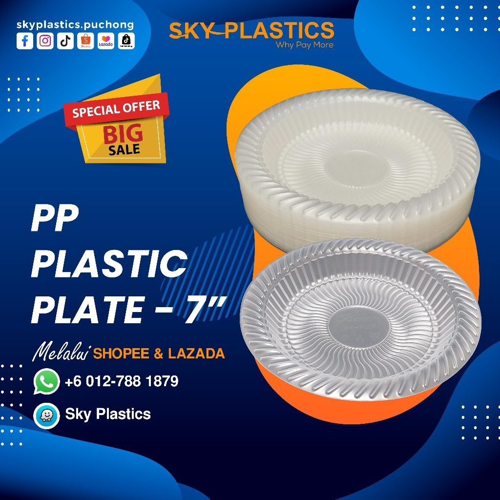 Disposable PP Plastic Plate 7inch | 50pcs± BENXON PL07 | | Shopee Malaysia