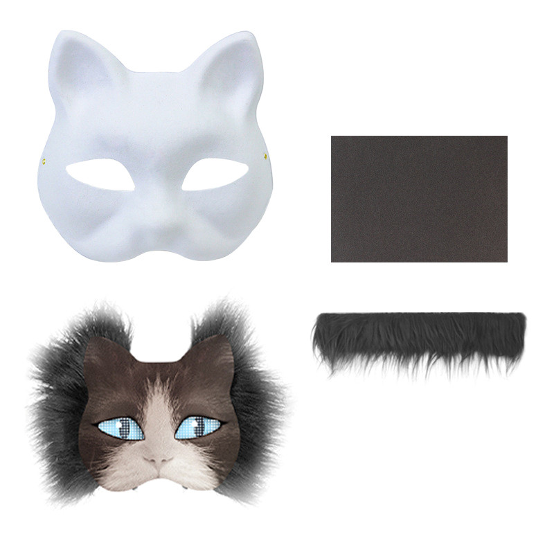 3Pcs/Set DIY Graffiti Half-Face Mask Kit Blank Hand-Drawn Animal Fox ...