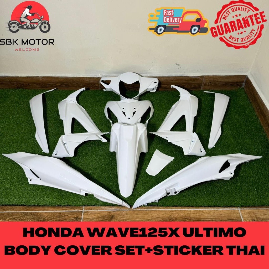 🔥【SBK MOTOR】HLD HONDA WAVE125X ULTIMO Body Cover Set PW Pearl White ...