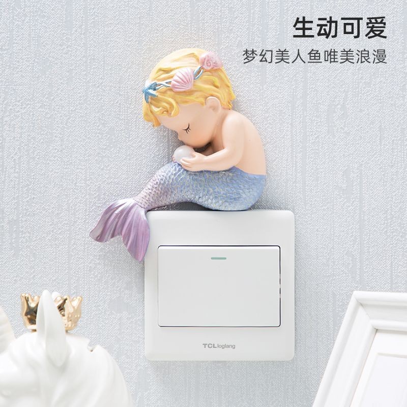 [42% Repurchase Rate] Mermaid Switch Sticker Decorative Wall Sticker ...