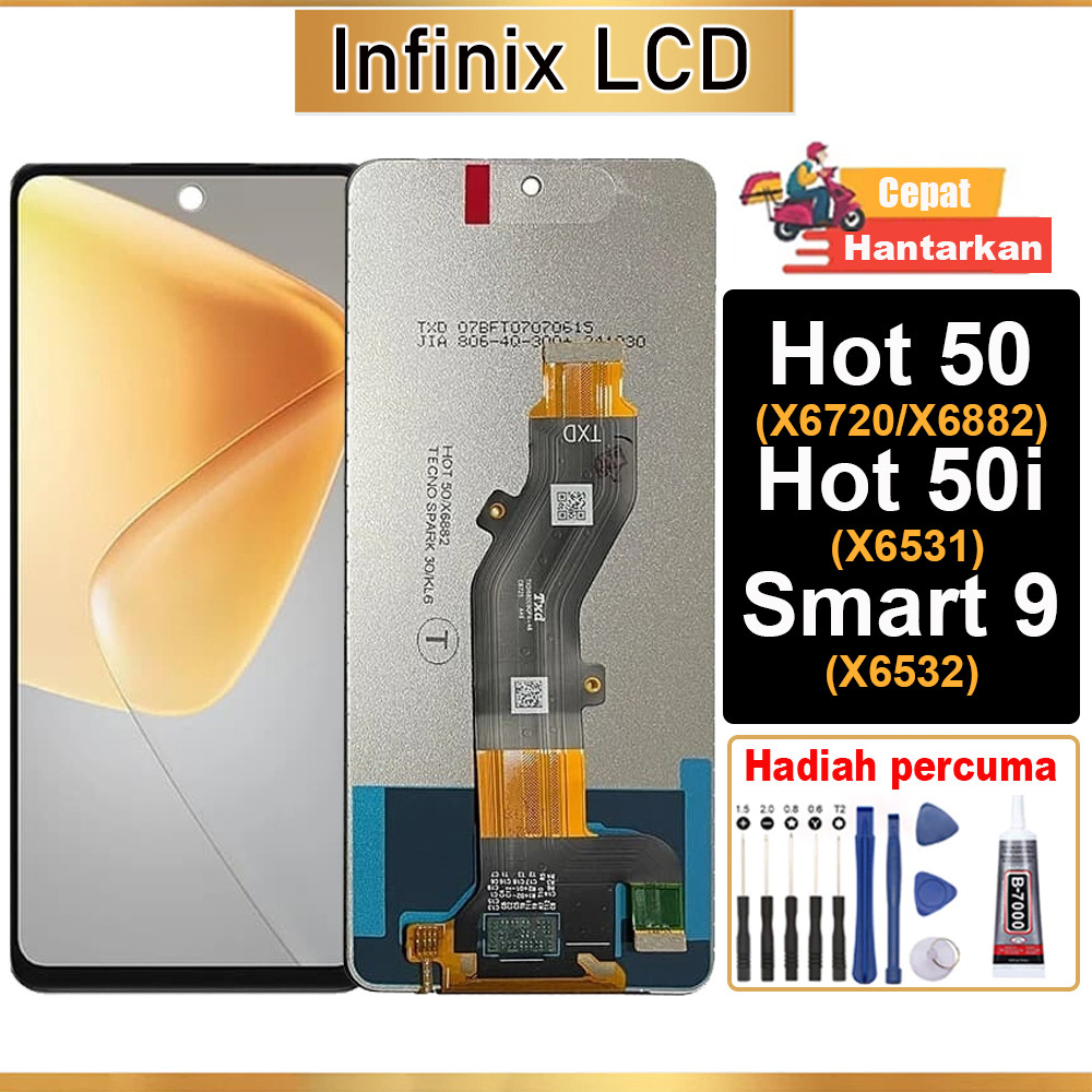 For Infinix Hot 50i LCD Original Hot 50 4G 5G Smart 9 LCD With Ftame ...