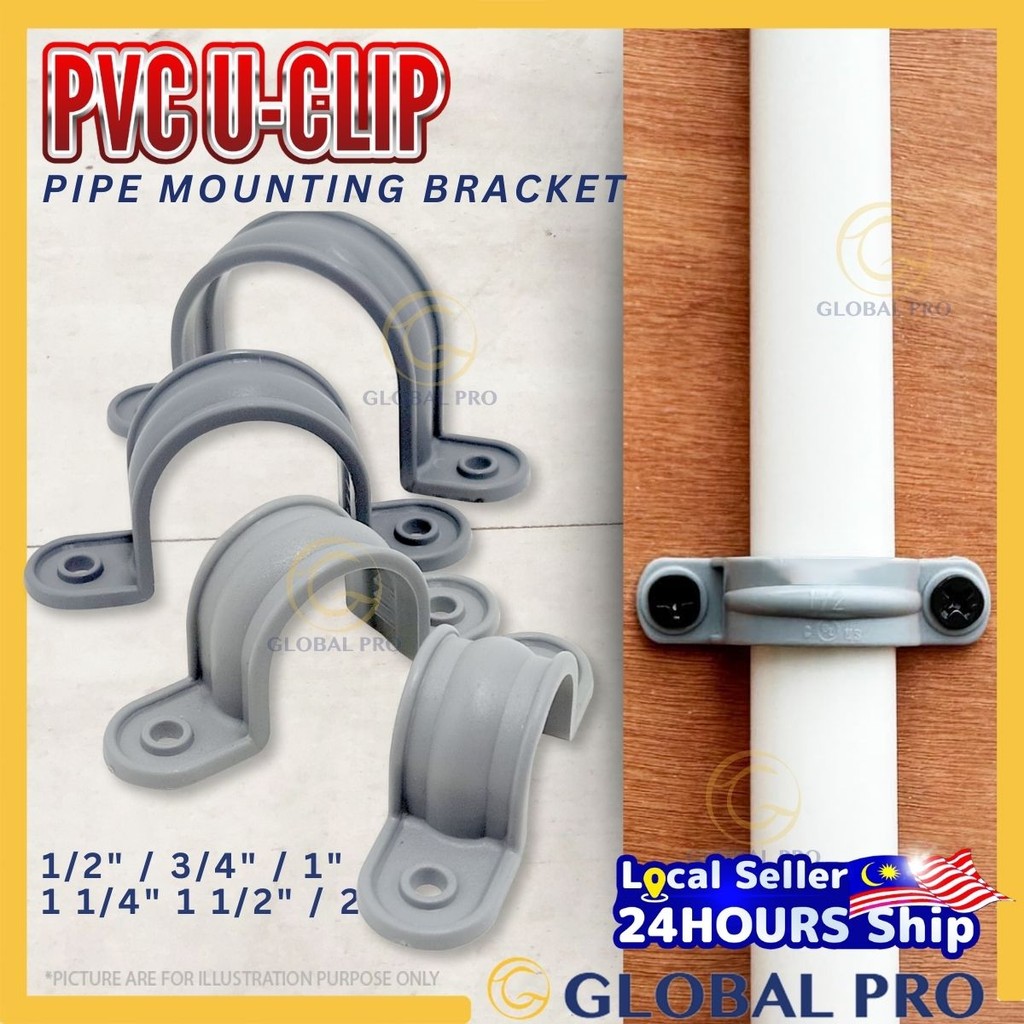 SY U-Pipe Clip PVC Pipe Straps Two Hole Plastic Pipe Clamps Conduit ...