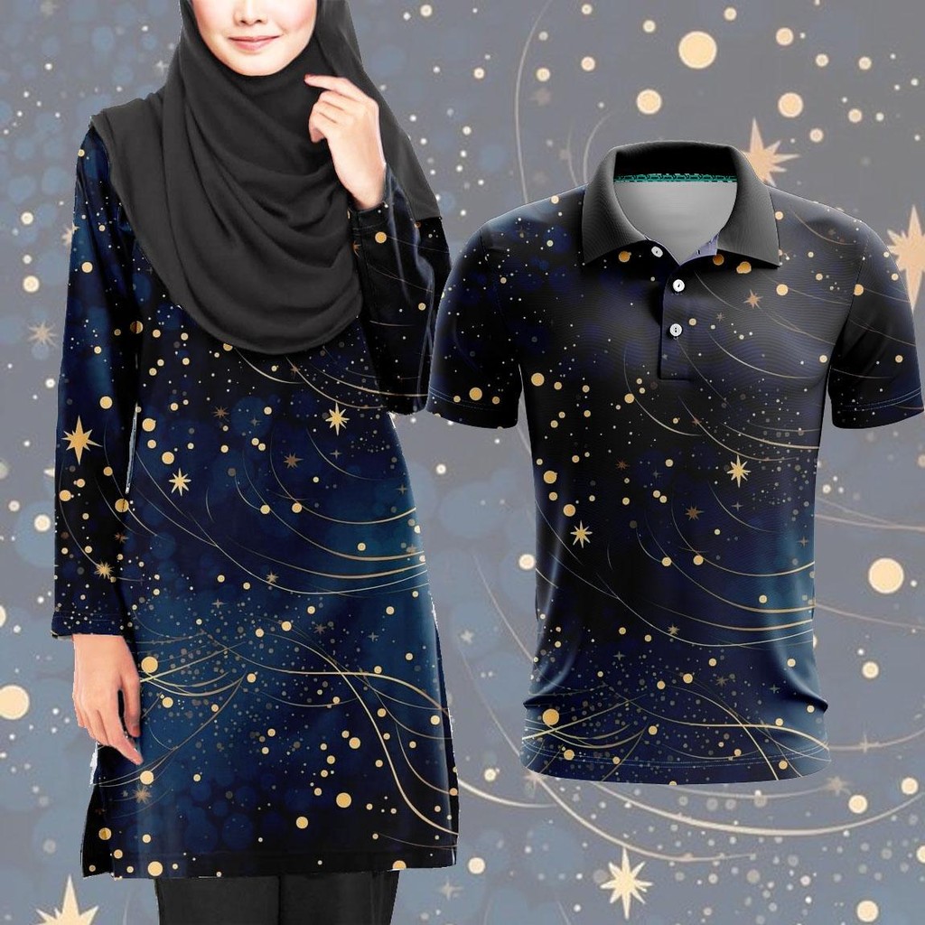 Muslim suits Muslim clothing Dark night starry sky round neck long ...