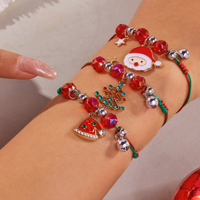 Merry Christmas Bracelet Jingling Bell Santa Claus Xmas Tree Bracelets ...