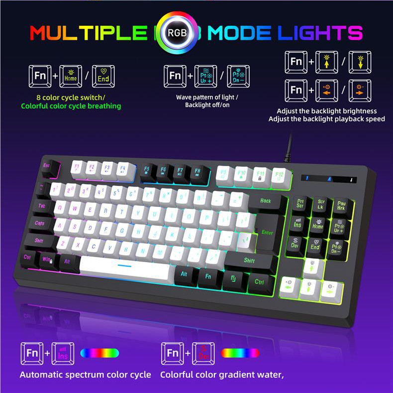 Gaming Mouse Keyboard Set 87-key/104-key RGB Color Backlight Punk ...