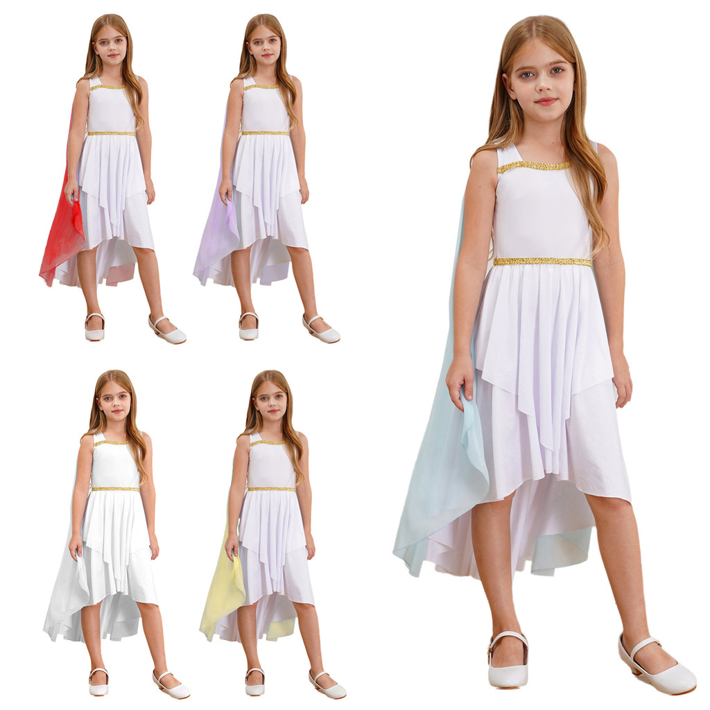 inhzoy Girl Halloween Ancient Greek Toga Costume Sleeveless Shawl ...