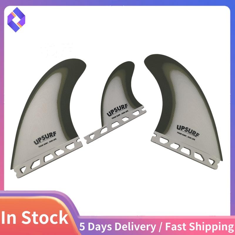 UPSURF Surfboard Fins Single Tabs Fins ArmyGreen with White Fiberglass ...