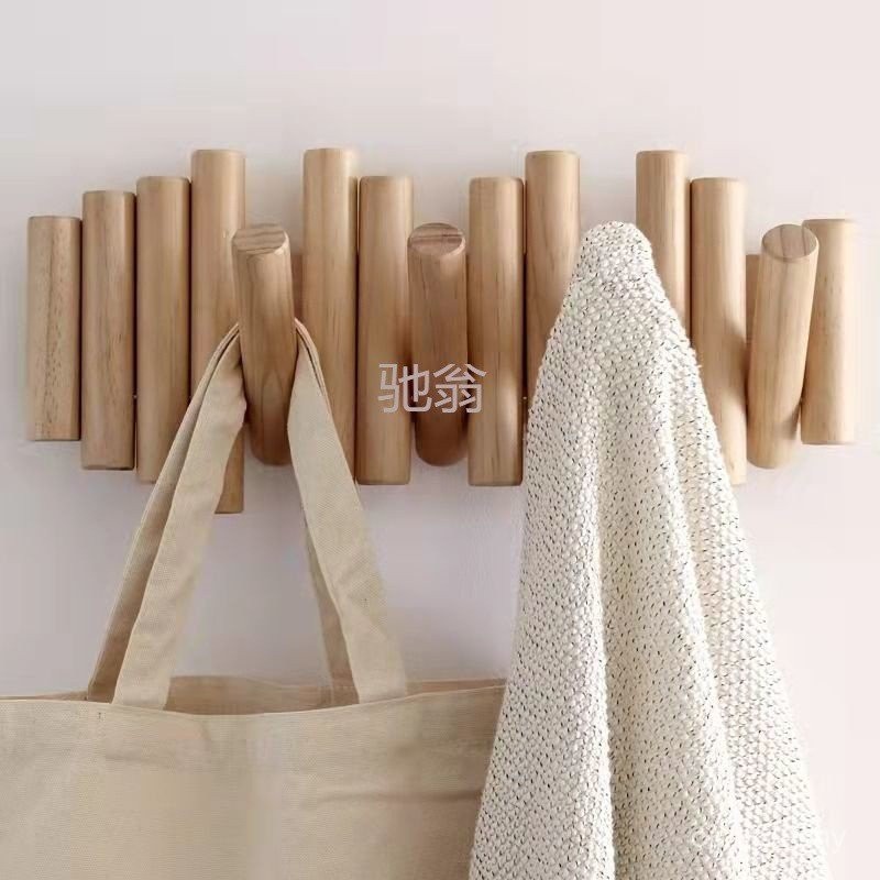 Z % Rak mantel kayu padat Nordic dengan penyangkut dinding, penyangkut ...