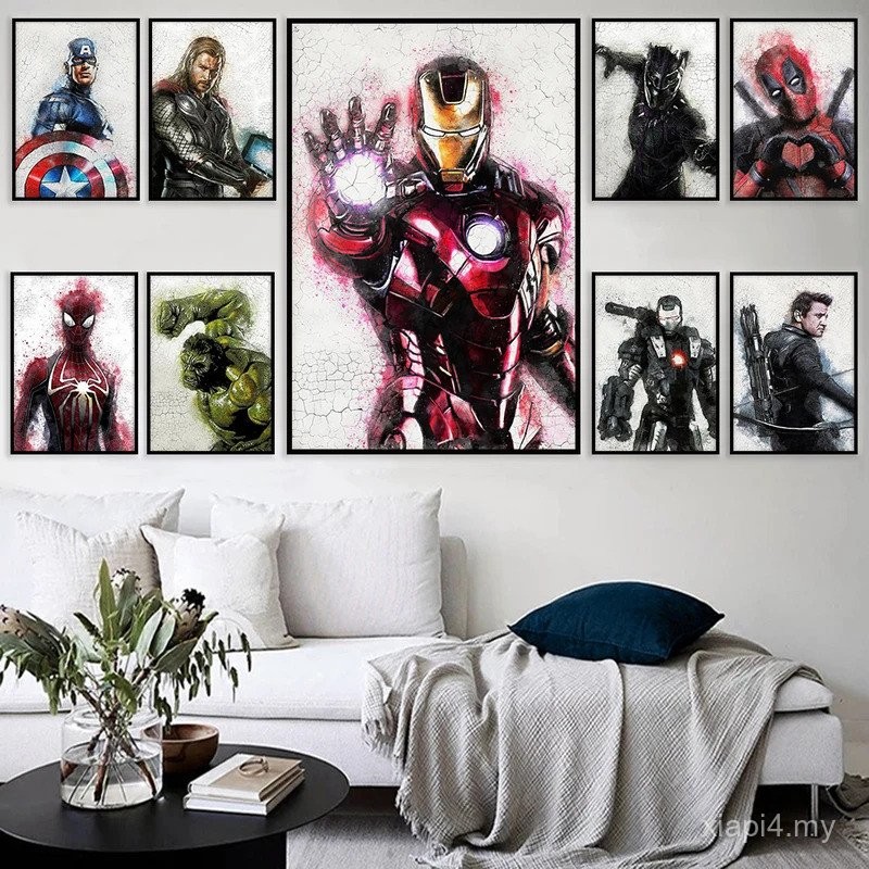 MINISO Marvel Movie Avengers wall Art Posters Superhero Spiderman Iron ...