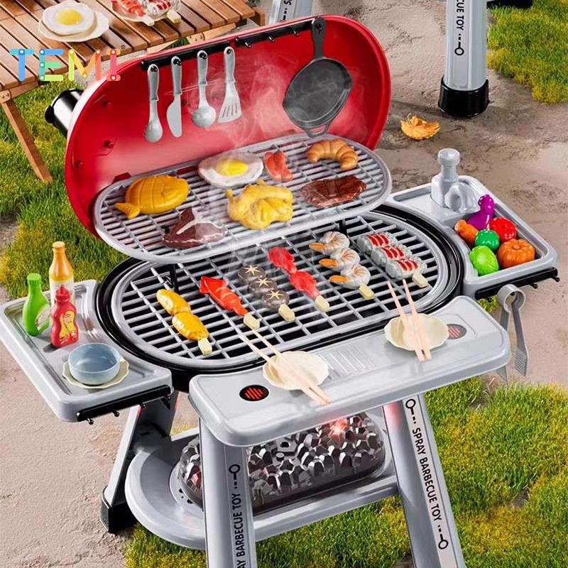 TEMI BBQ Kitchen Toys Pretend Play Toys Barbecue Set DIY Educational ...
