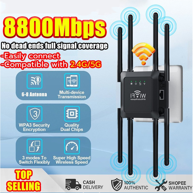 【8 Antennas】wifi wireless Extender Wifi Signal Extends 1200Mbps ...