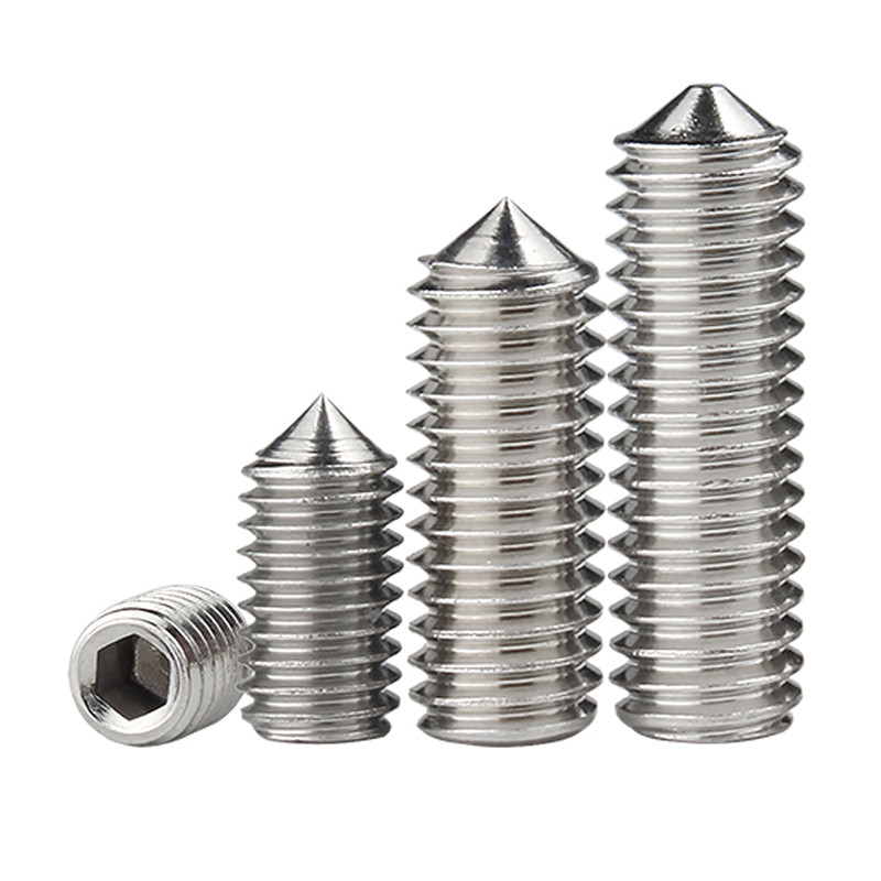 Stainless Steel Set Screws with Cone Point M3 M4 M5 M6 M8 M10 – Headless Hex Socket Grub Screws ...