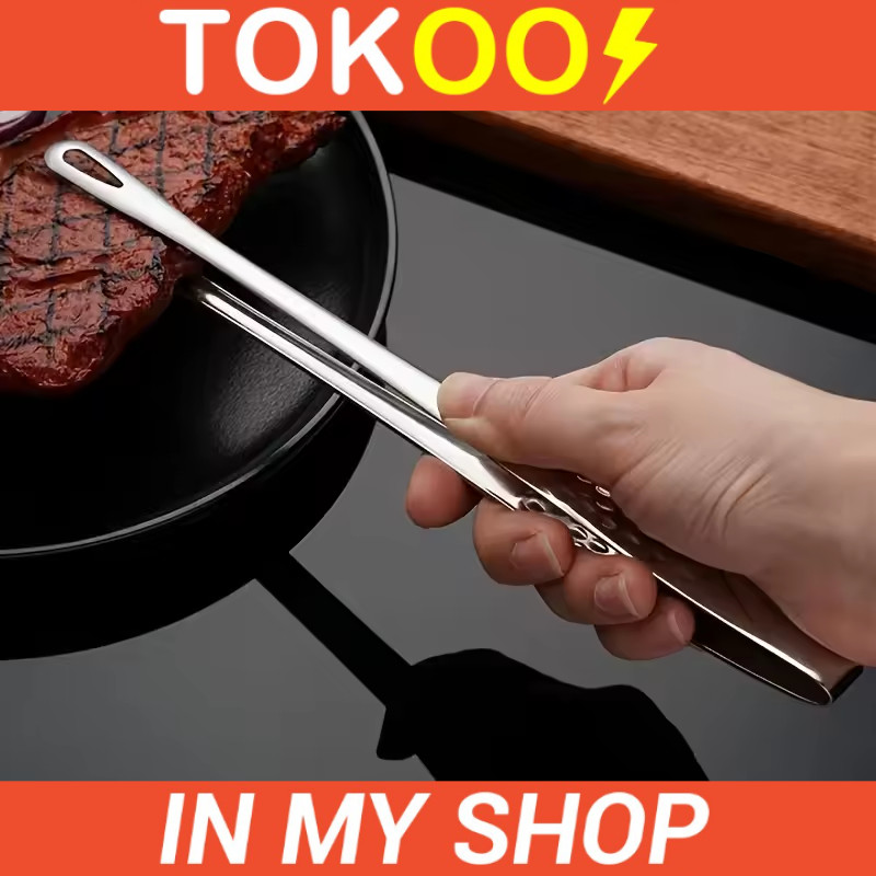 Kitchen Tongs Stainless Steel Barbecue Tongs Clip BBQ Grill Meat Tongs ...