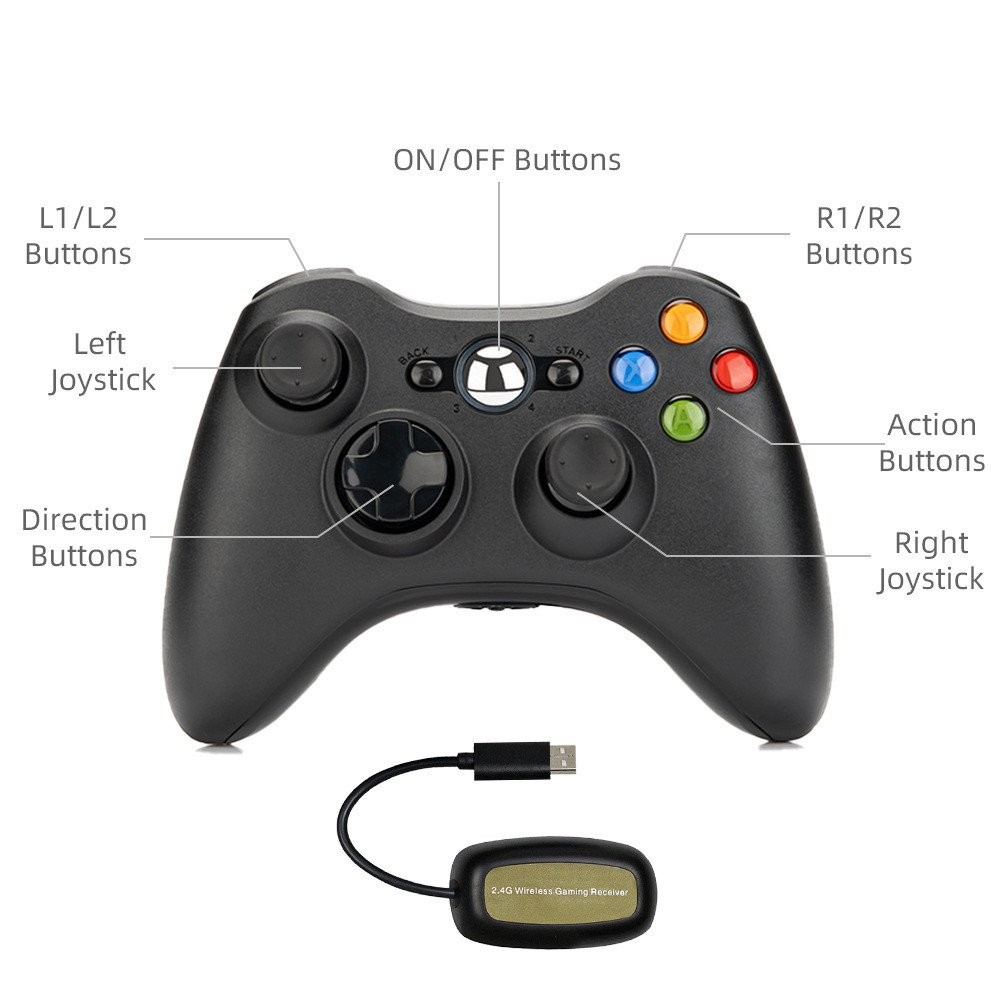 X XBOX360 Wireless Gamepad with 2.4G Receiver PC Computer XBOX360 ...