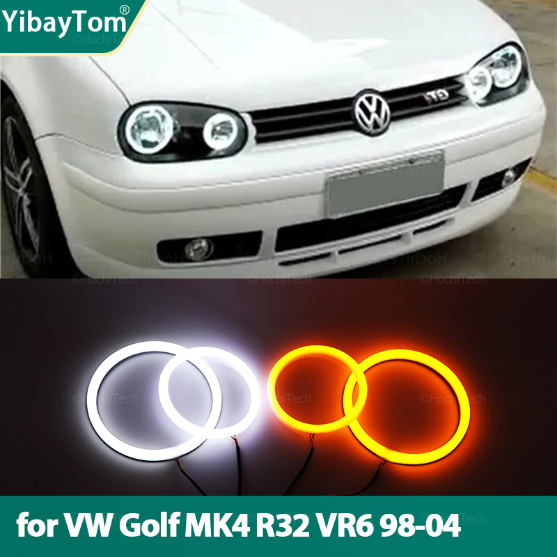 Cotton Switchback Turn signal Light Halo Rings DRL LED Angel Eyes Kit For Volkswagen VW Golf MK4 ...