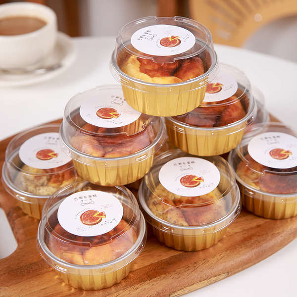 bekas puding Cetakan Basque mini 2 inci dengan penutup Kotak penaik kek ...