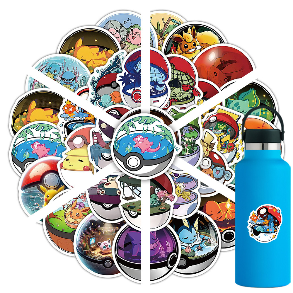 55pcs Pokémon Poké Ball Graffiti Stickers | UV-Laminated Waterproof ...