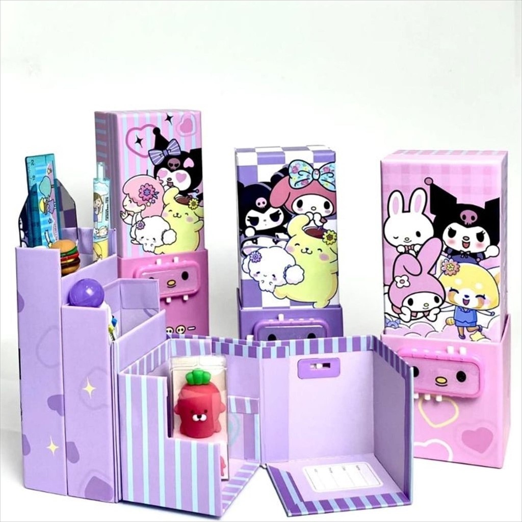 (pascode sanrio) Pencil Case Box With Lock Pin Passcode Password Cute ...