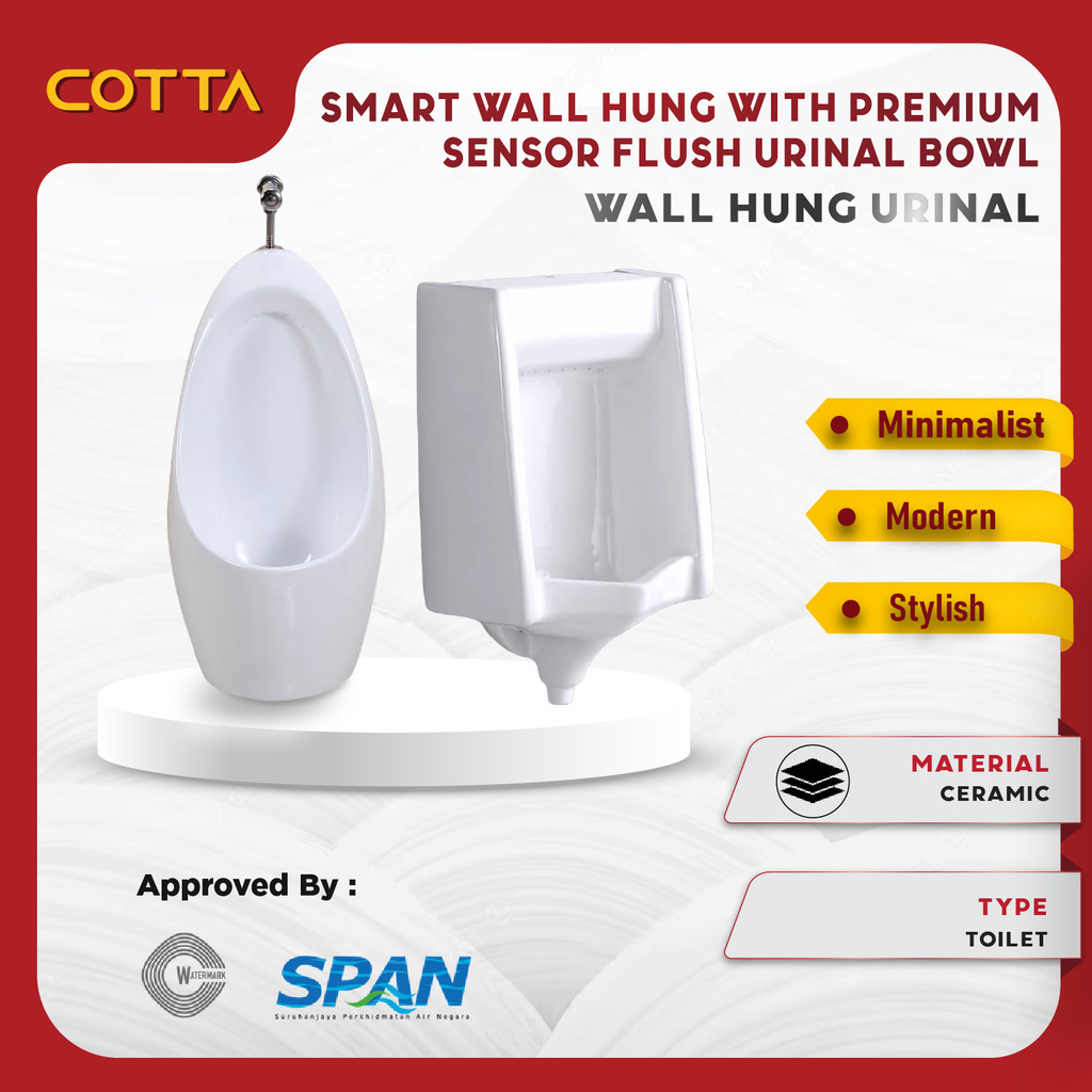 COTTA Wall Hung Urinal Bowl Bathroom Toilet Bowl Toilet Urinal Bowl ...